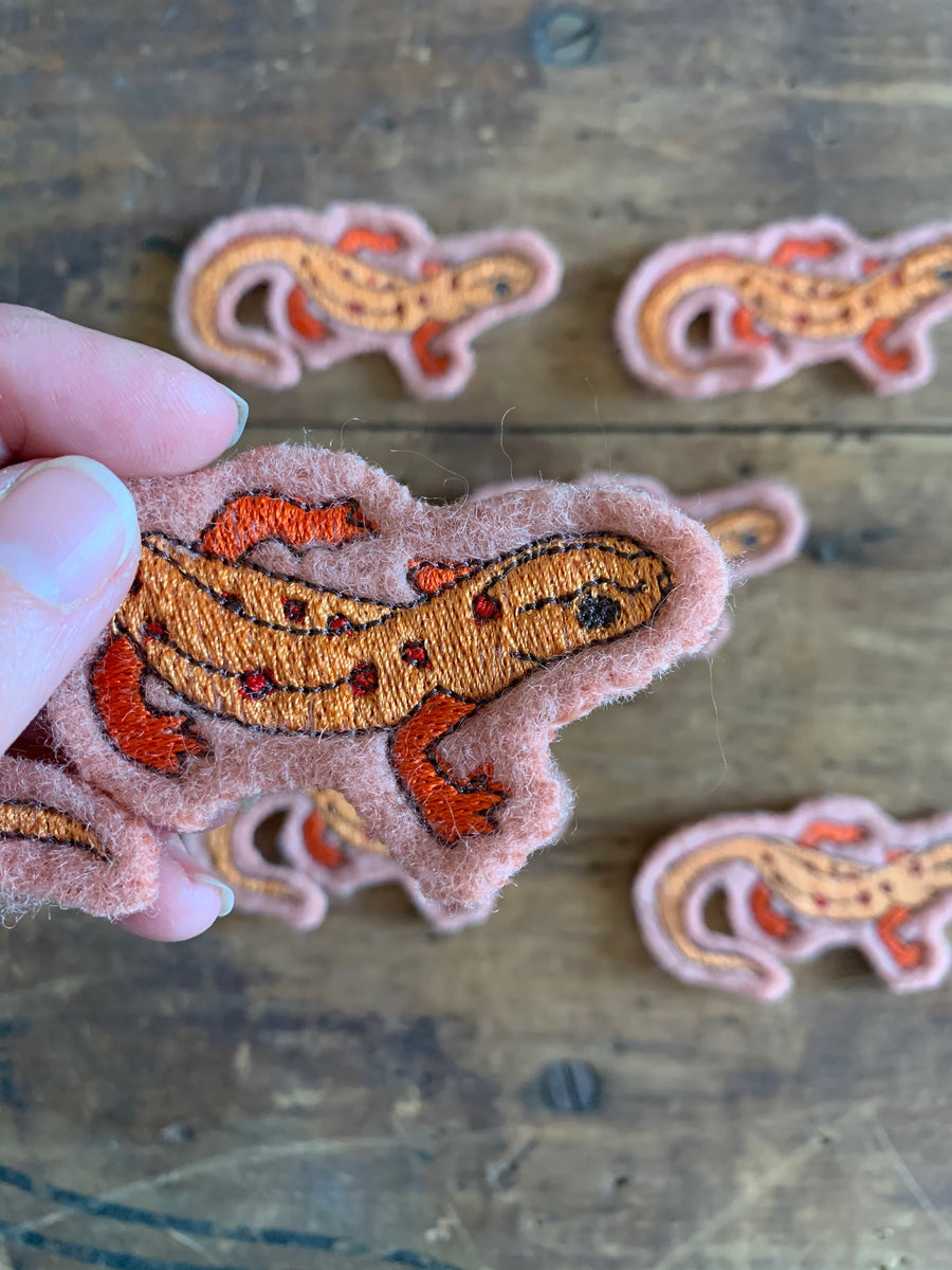 Embroidered Wool Newt Patch, Salamander Patch – Treehouse Crafts LLC